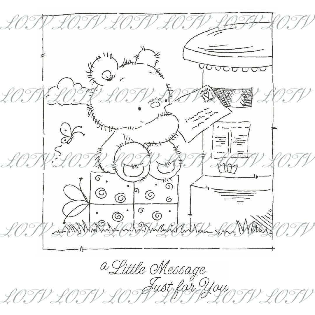 Lotv Digi Stamp - IH - A Little Message, JPEG, Bear, Digital - Etsy