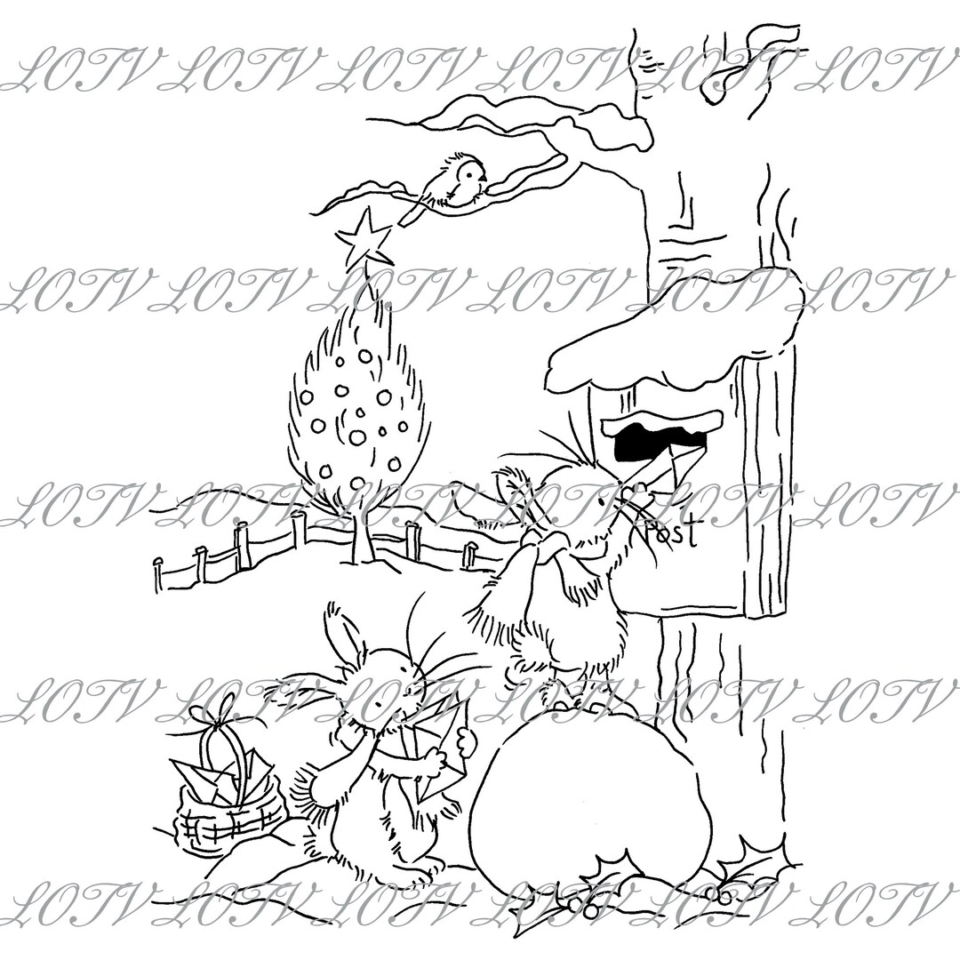 LOTV Digi Stamp - Bunnies Post Box, JPEG, Christmas, Xmas, Noel ...