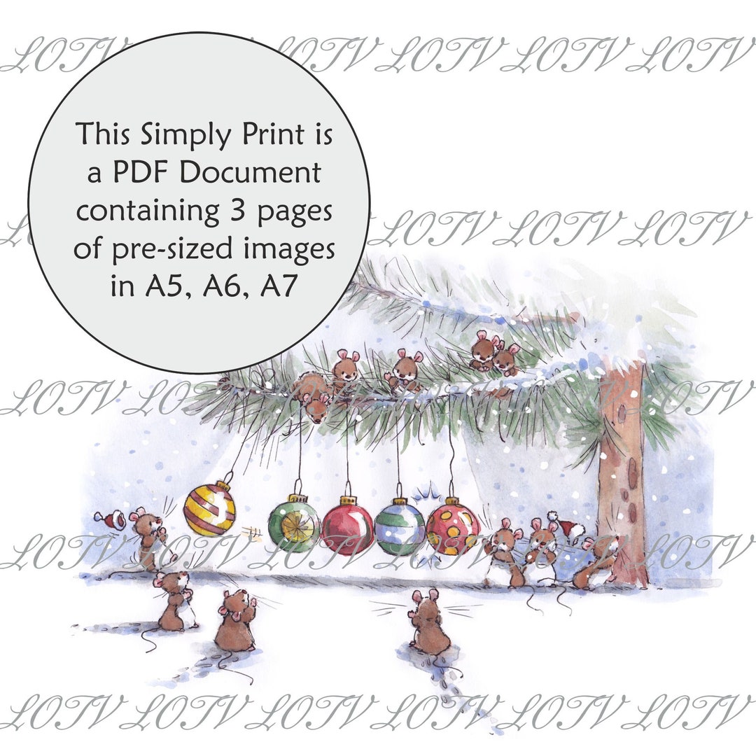 LOTV Full Colour Simply Print - IH - Christmas Mice Baubles, 3 Page PDF ...