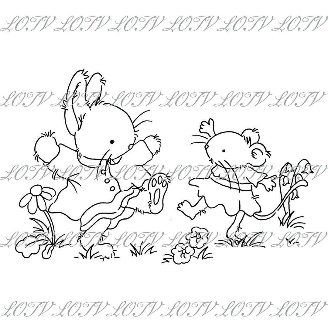 Lotv Digi Stamp KG Tea Party Dancing Jpg Rabbit and - Etsy