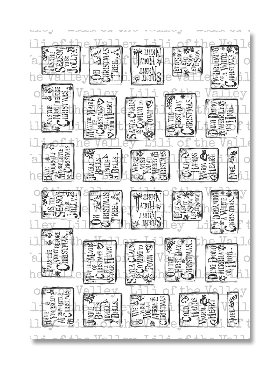 LOTV Simply Print - Christmas Grungy Messages, Printable PDF Sheet Only ...