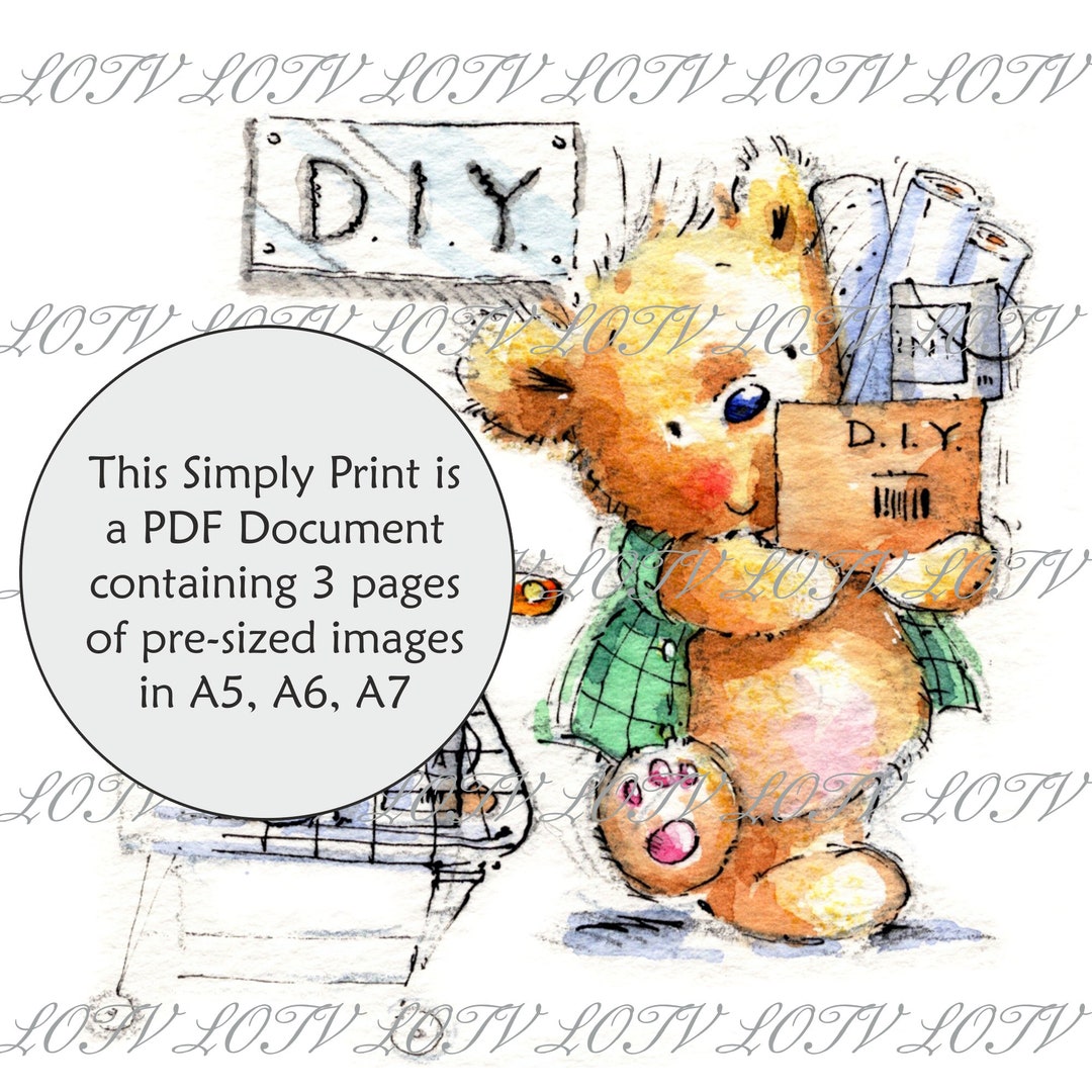 LOTV Full Colour Simply Print - IH - Diy Bear, 3 Page PDF Ready to Print Document, Digital - Etsy