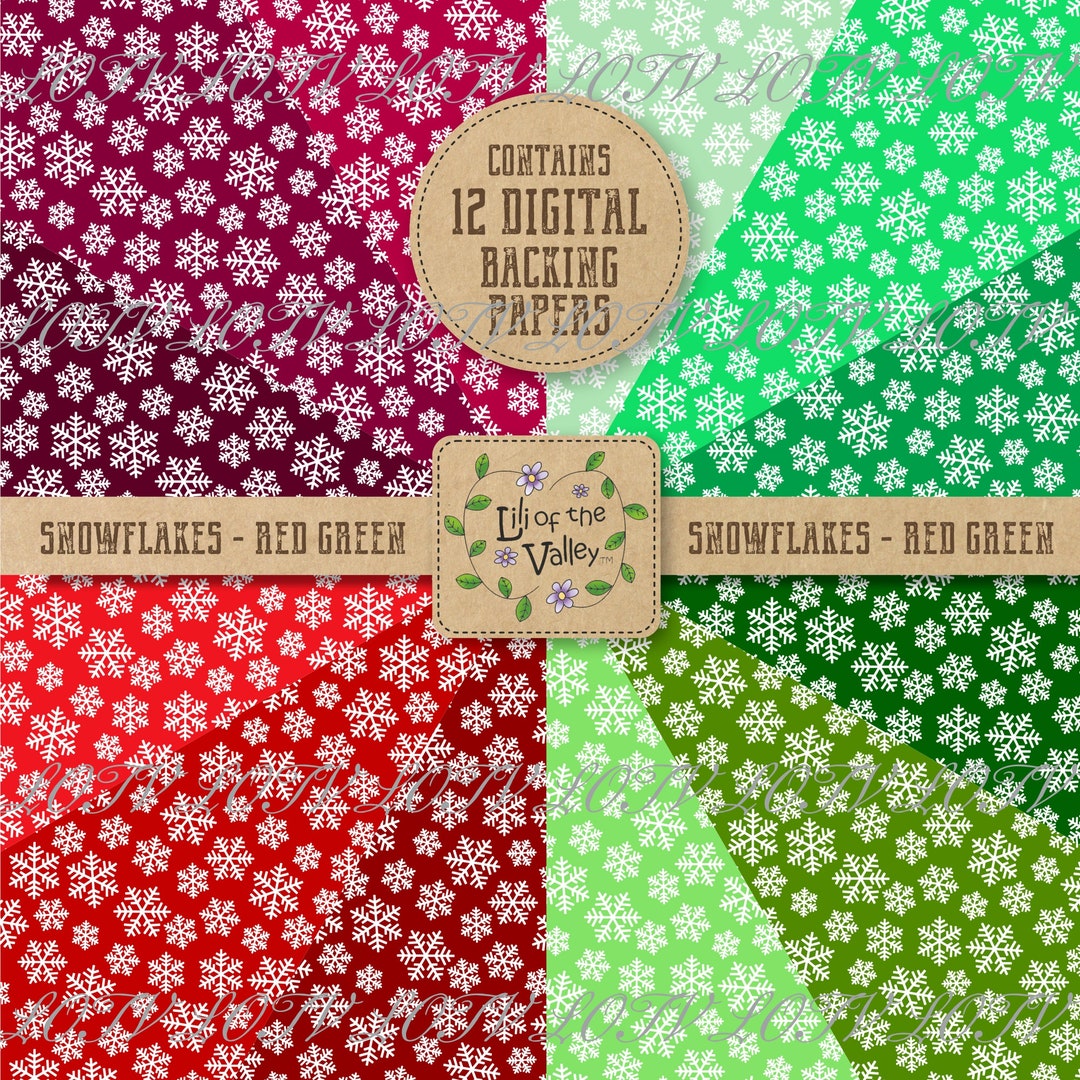 LOTV Backing Paper Set DR Snowflakes Red Green JPEG - Etsy