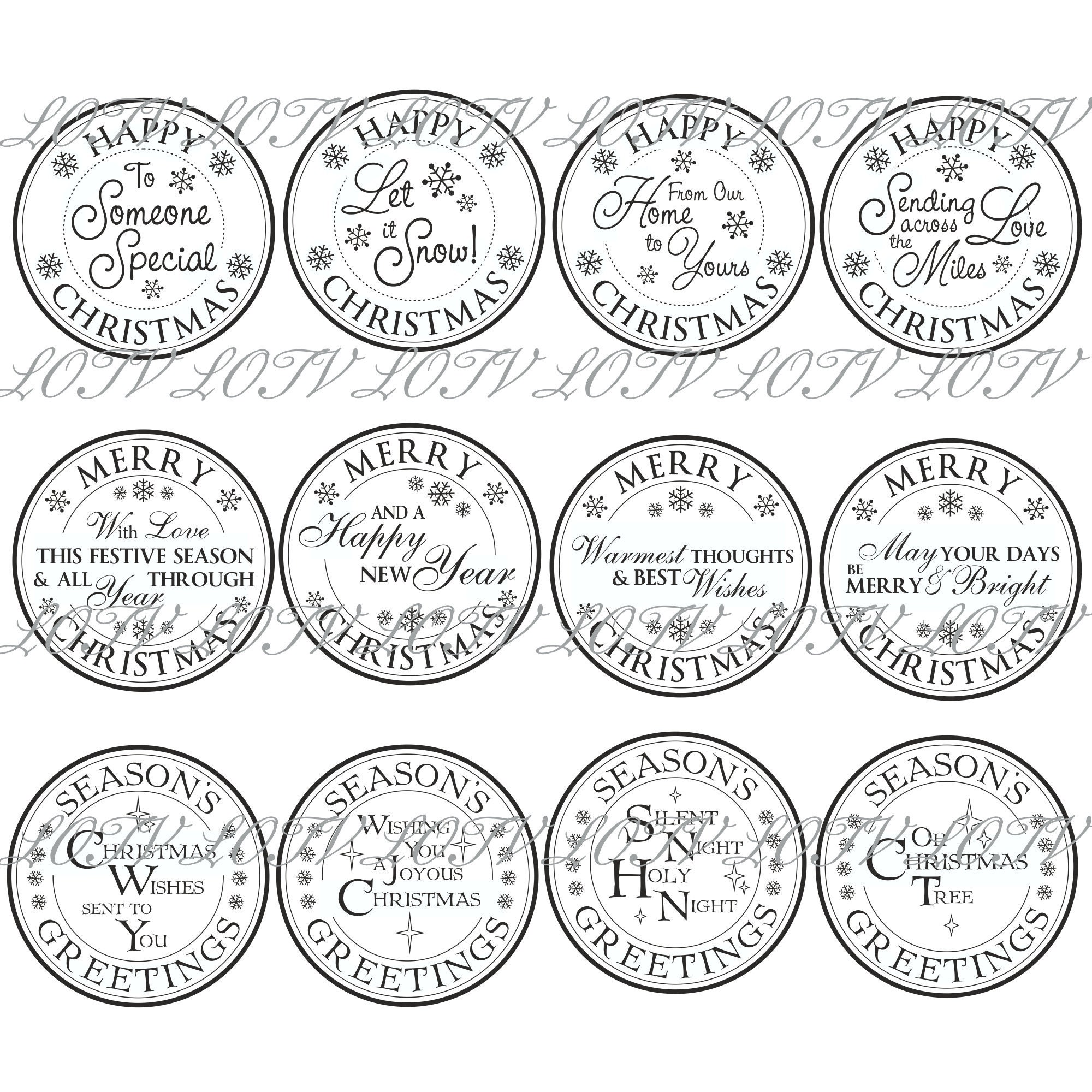 LOTV Digi Stamp Set - Christmas Circular Sentiments, Digital - Etsy UK
