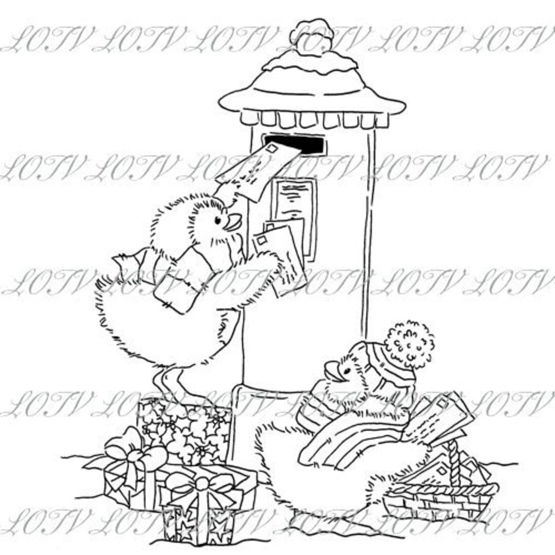 LOTV Digi Stamp - Penguins Post Box, JPEG, Digital - Etsy