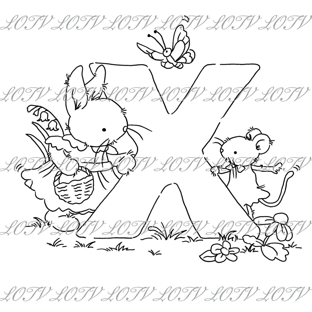 Lotv Digi Stamp - KG - Letter X - Tea Party Initials, Jpg, Rabbit and ...