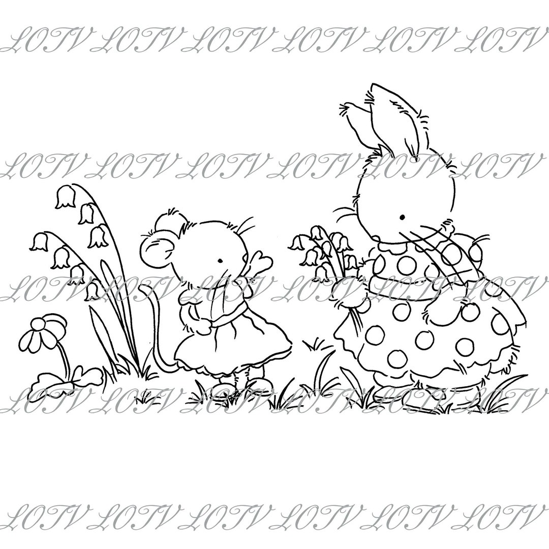 Lotv Digi Stamp - KG - Tea Party Rabbit and Mouse - Jpg, Flowers ...