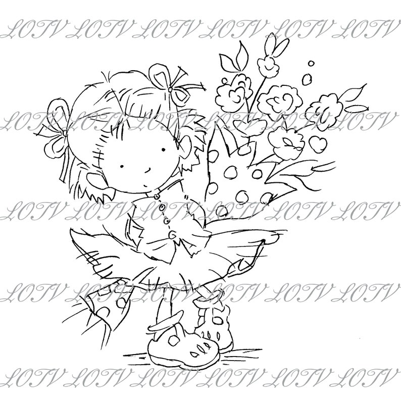 Lili of the Valley Digi Stamp AS Rosie Posy JPEG Cute - Etsy UK