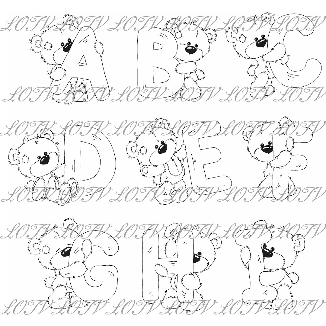 LOTV Digi Stamp Set - Alphabears, 26 JPEG Letters, Alphabet, Digital - Etsy