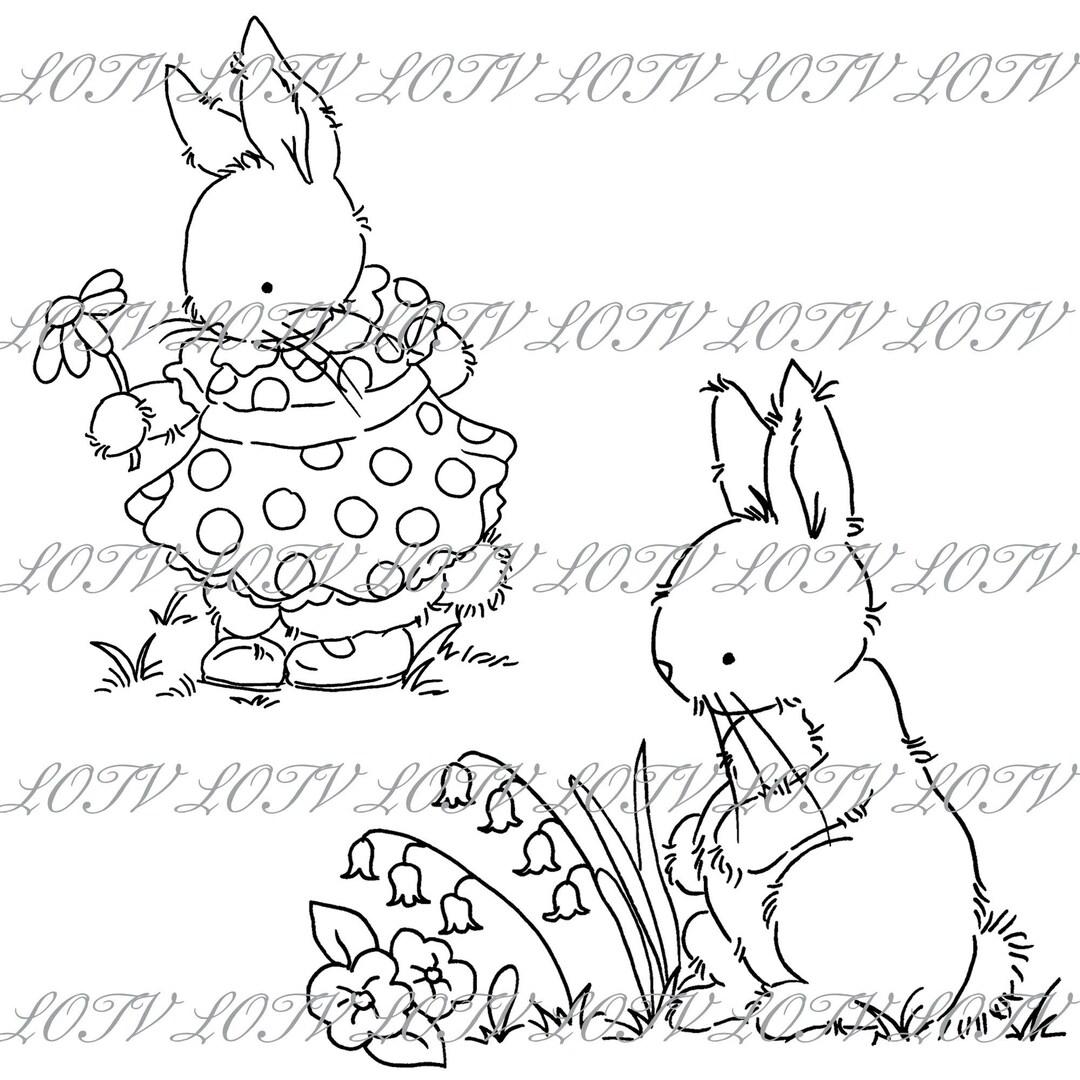 Lotv Digi Stamps X 2 KG Tea Party Rabbit Jpg, Rabbit, Digital, Artwork ...