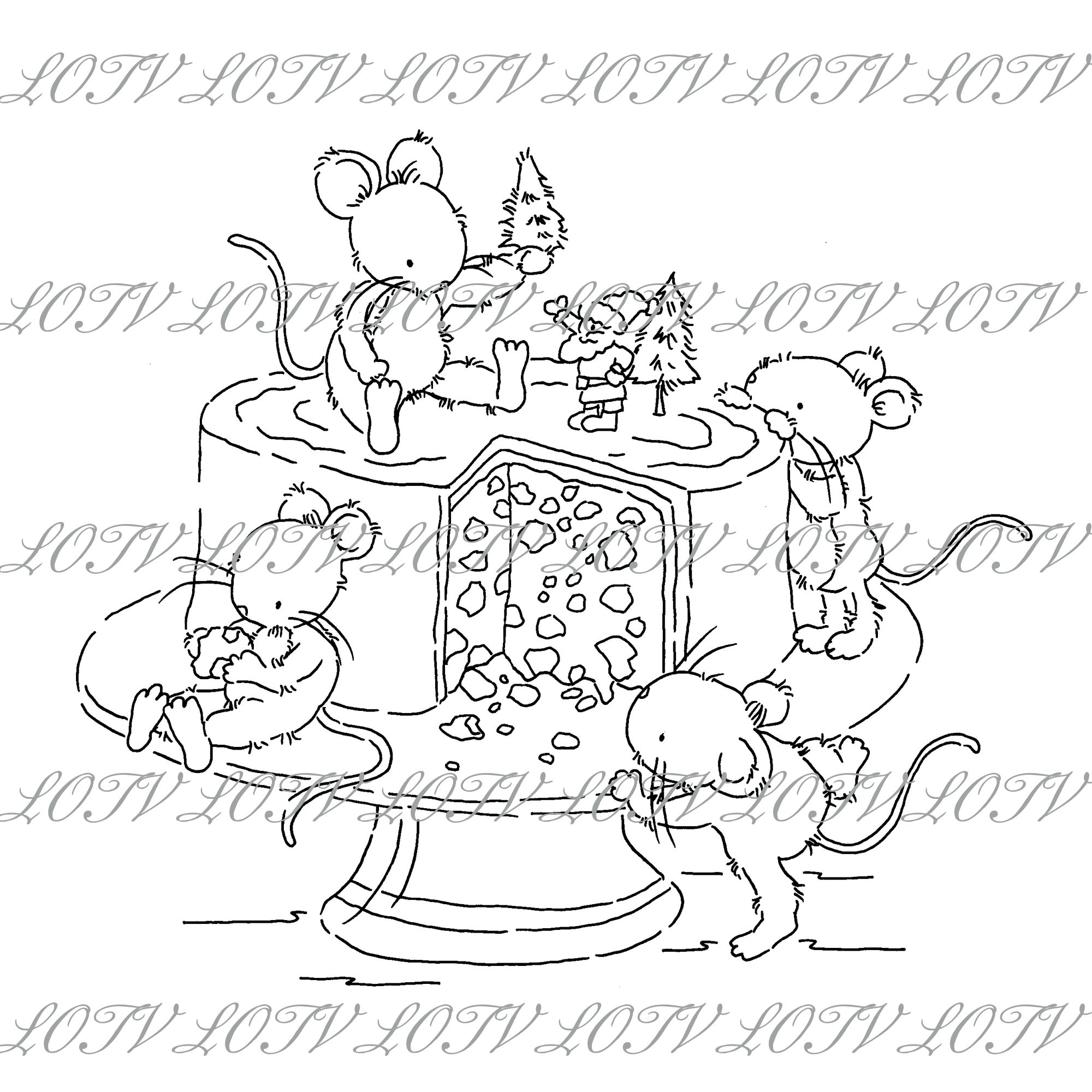 Lotv Digi Stamp KG Christmas Cake Mice Jpg Christmas | Etsy