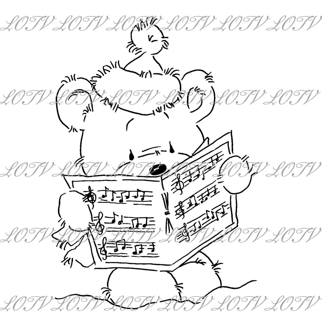 LOTV Digi Stamp - GC - Carol Singing Bear, JPEG - Etsy