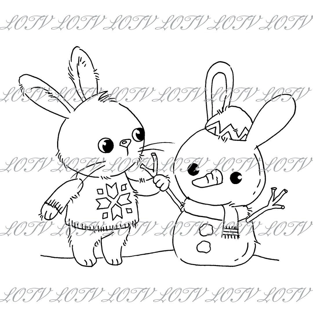 LOTV Digi Stamp - Snow Rabbit, JPEG, Christmas, Xmas, Noel, Festive ...