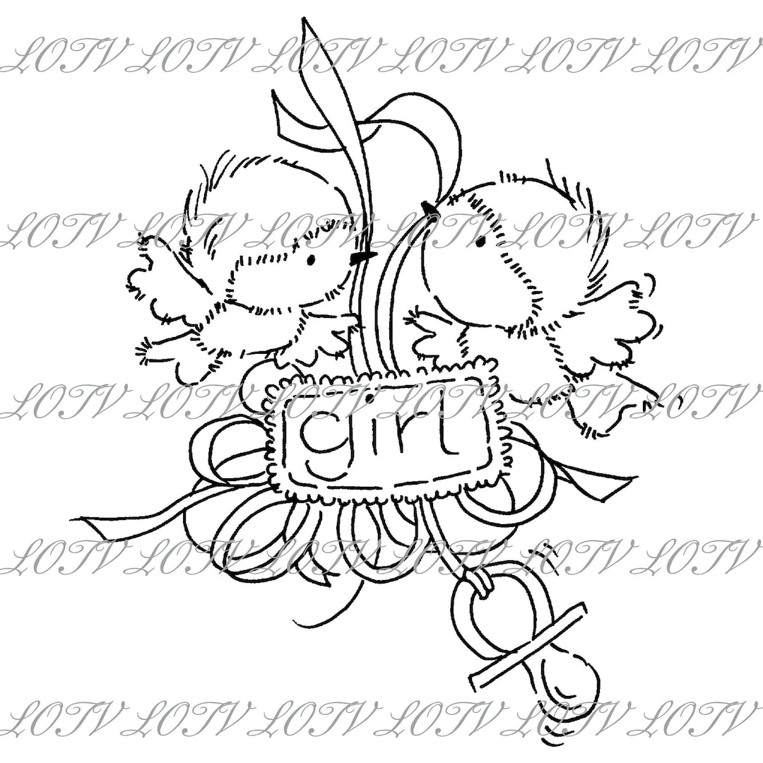 LOTV Digi Stamp - Baby Birds Girl, JPEG, Baby, New Baby, Birth, Digital ...