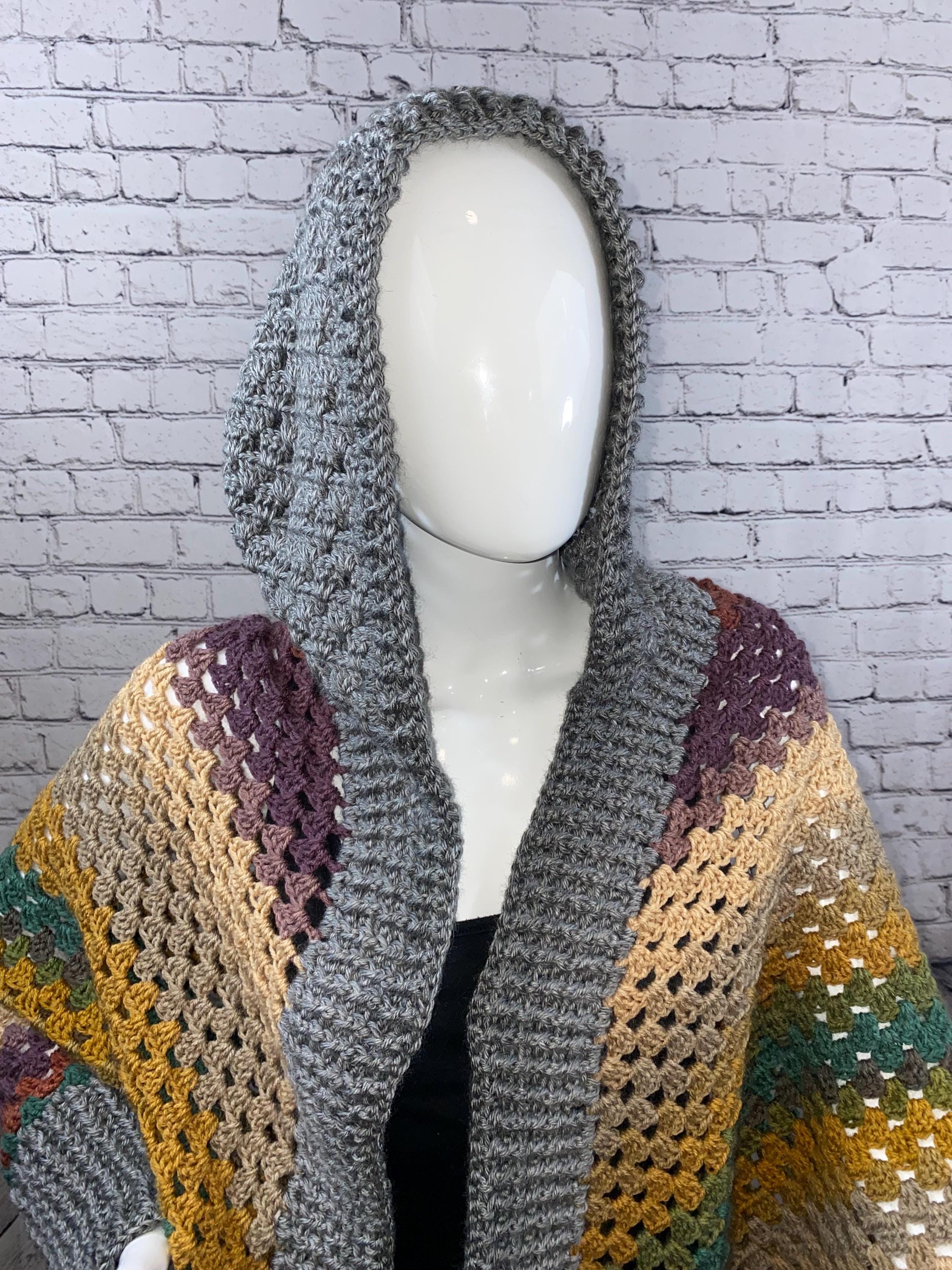 Handmade Crochet Fringe Hooded Shawl With Sleeves - One Size - Etsy