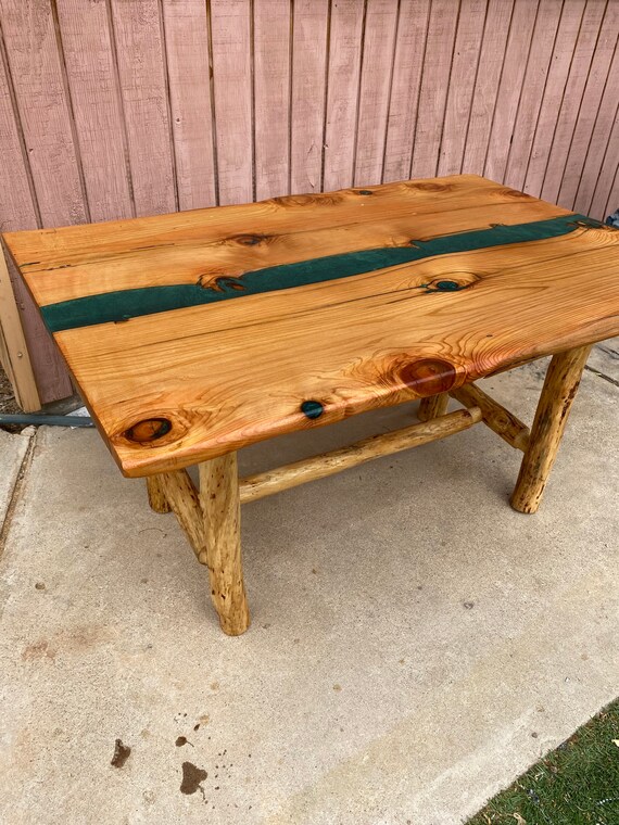 Rustic Log Coffee Table With Epoxy River - Etsy