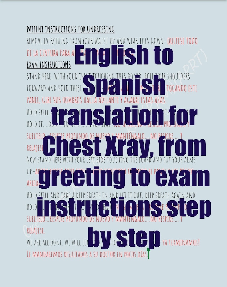 Spanish for X-RAY Techs Chest X-ray - Etsy