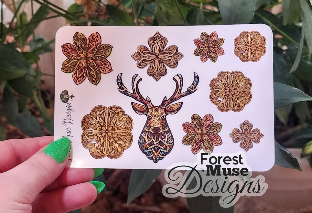 CELTIC ELK Deer Sticker Sheet Vinyl Glossy Waterproof, Perfect for ...