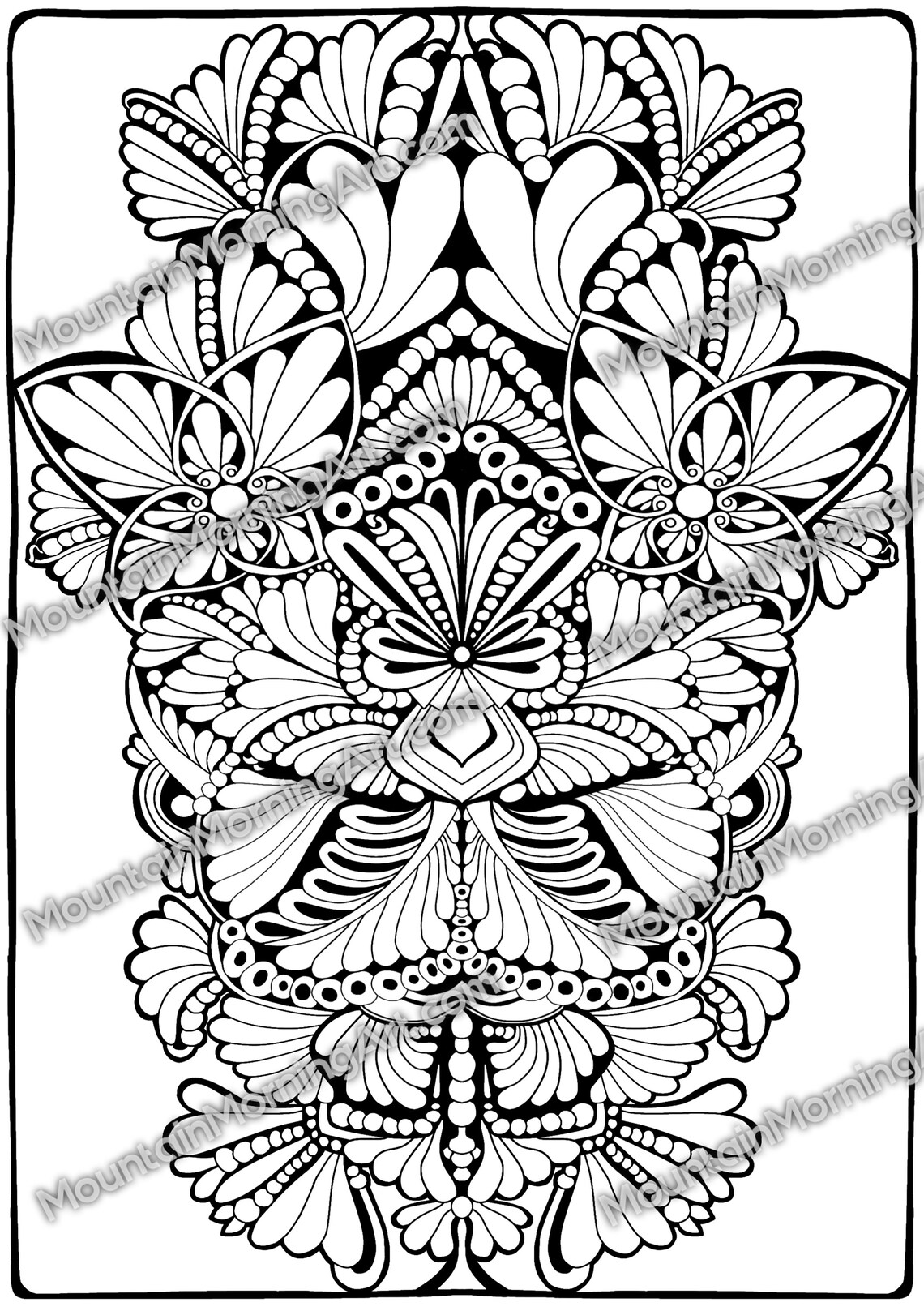 Abstract Butterfly • Coloring Page • B&W and Grayscale • Hand Drawn - Etsy