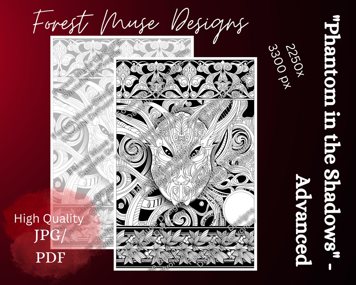 PHANTOM in the SHADOWS • Coloring Page • Spooky • B&w and Grayscale ...