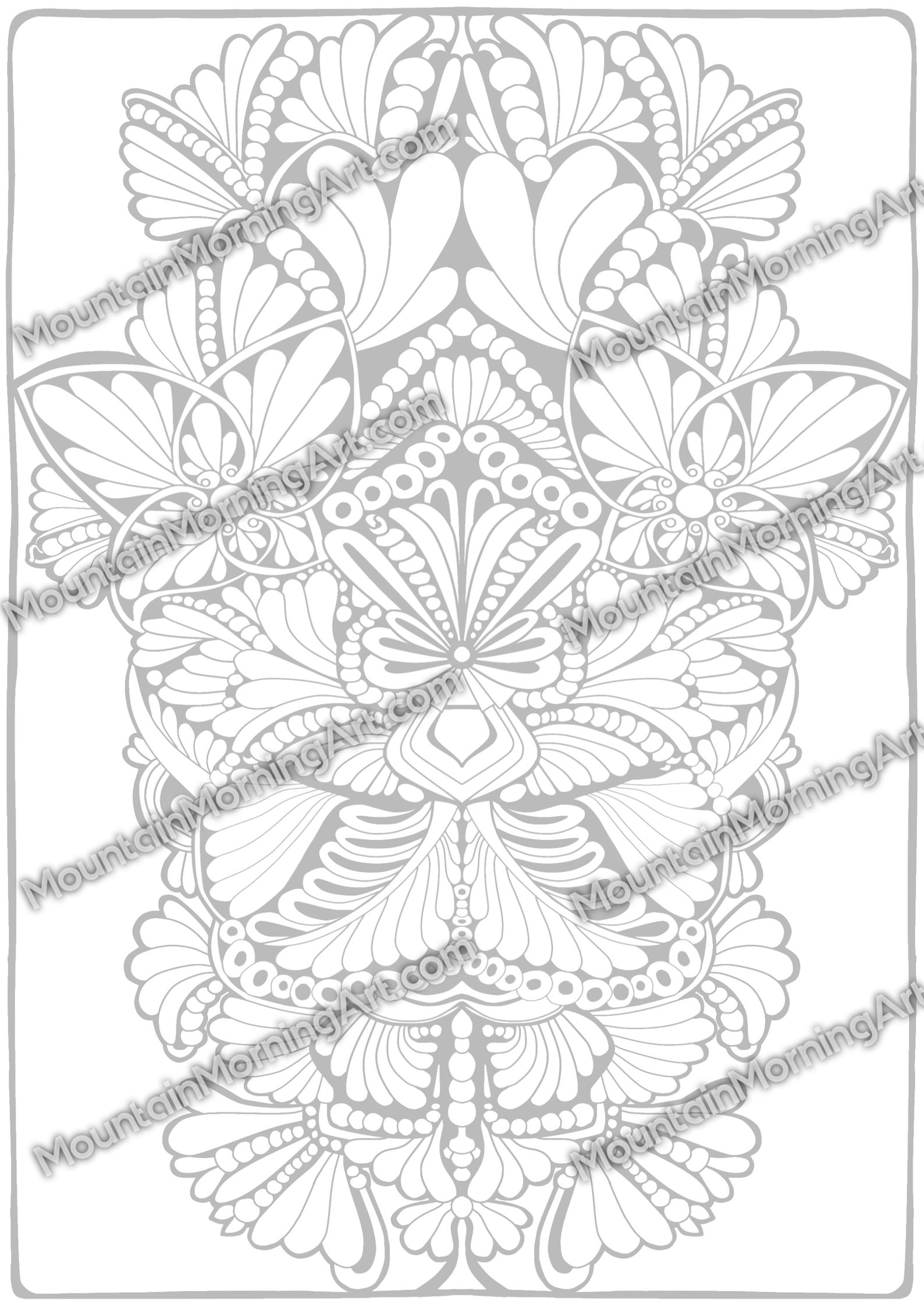 Abstract Butterfly • Coloring Page • B&W and Grayscale • Hand Drawn - Etsy