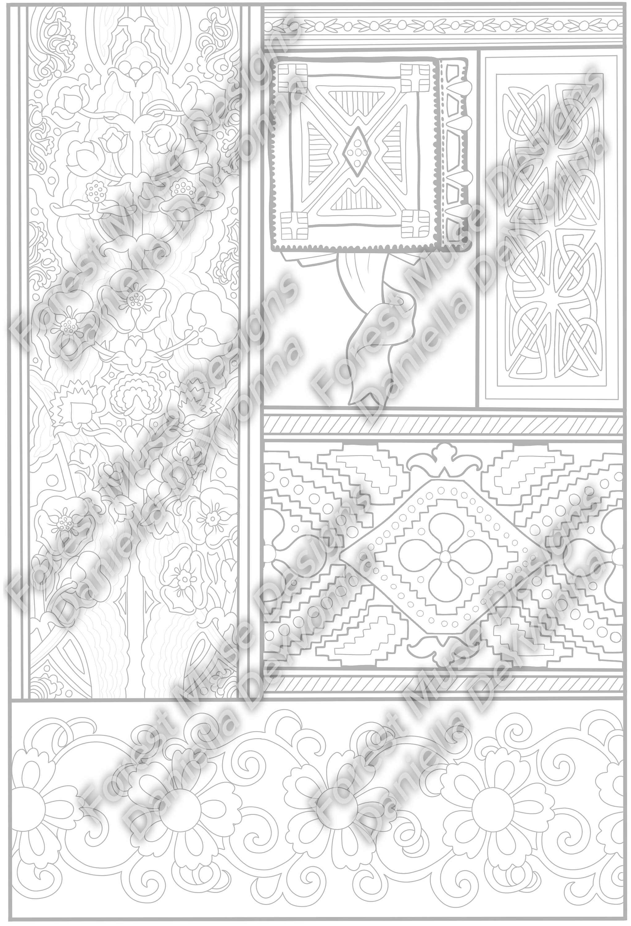 VINTAGE BOOK and BORDERS - Adult Coloring Page - Intricate and Vintage ...