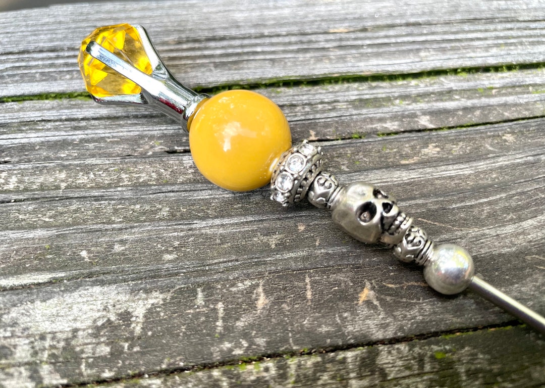 Yellow Diamond Head Skull Cigar Nubber Sticstick Gift for Him Gift for ...