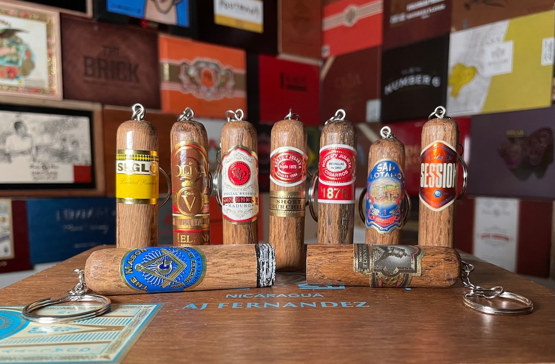 Wooden Cigar Keychains #5 Gift for Him/gift for Her/handmade Cigar ...
