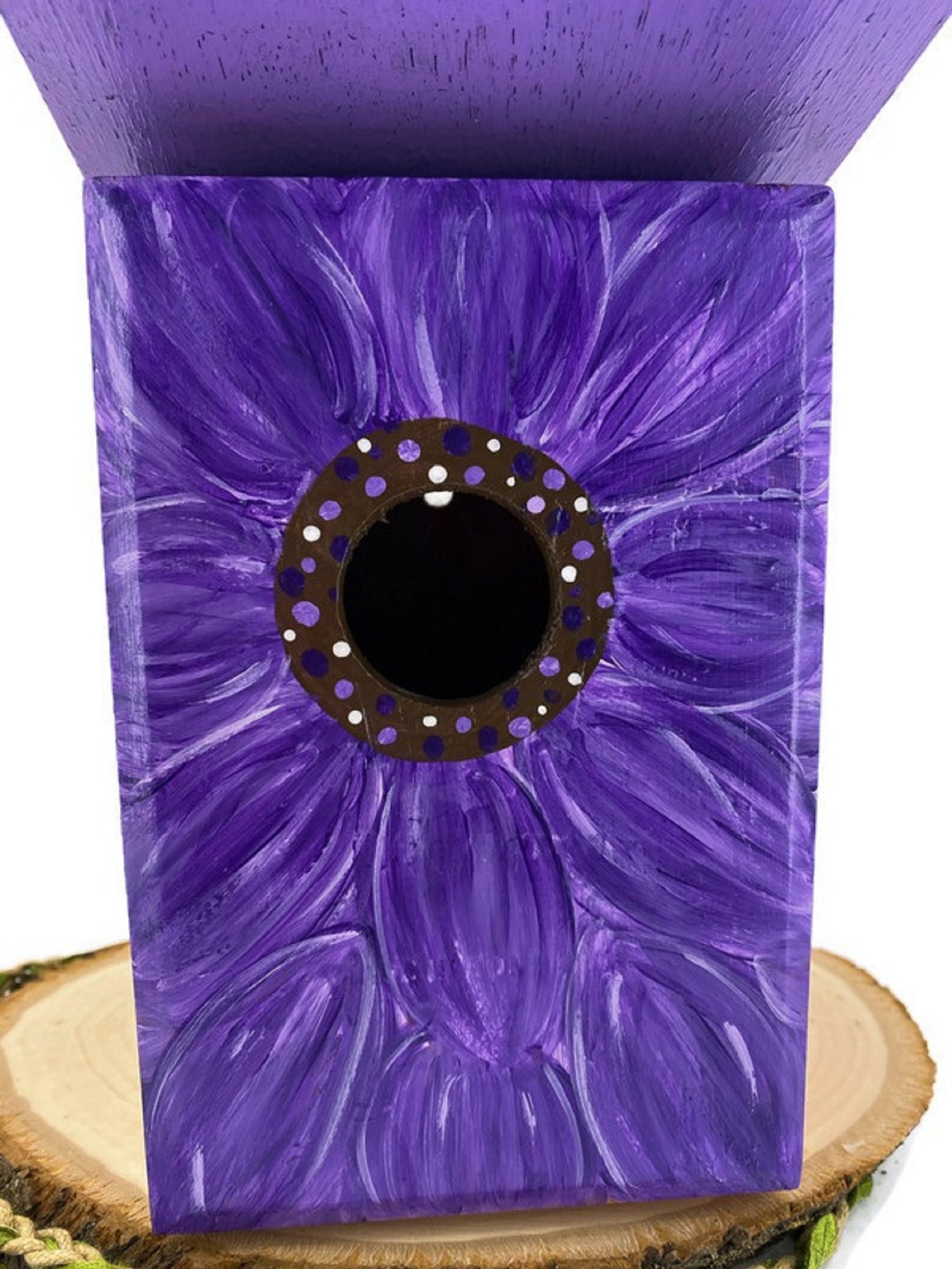 Cigar Box Birdhouse/Custom Purple Flower Baccarat w/Slanted | Etsy