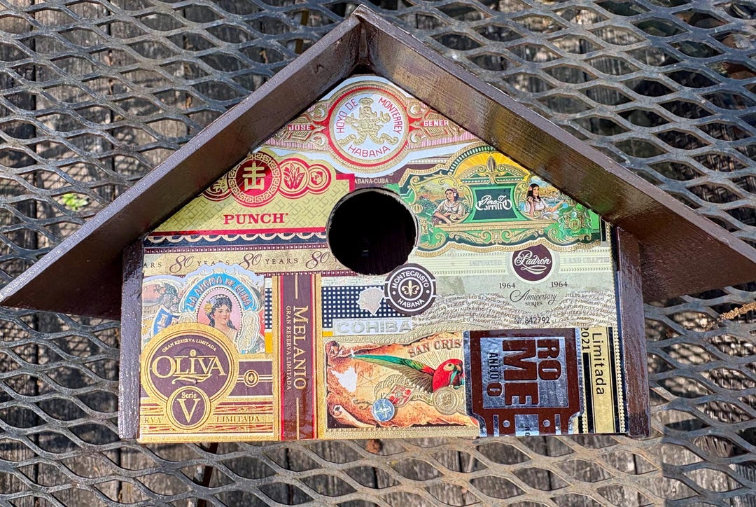 Cigar Box Brown Birdhouse With Cigar Labels - Etsy
