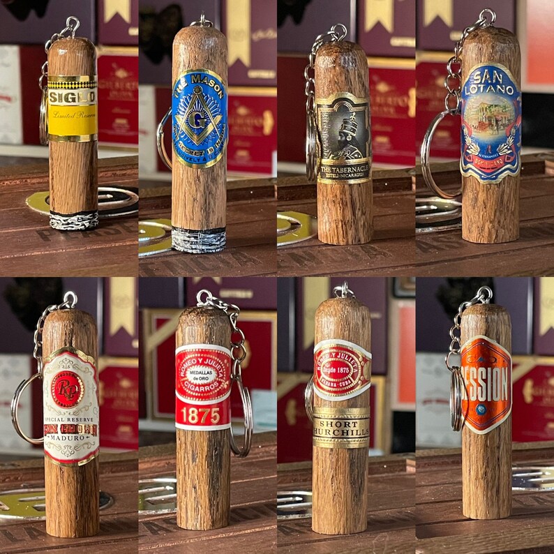 Wooden Cigar Keychains 5 Gift for Him/gift for Her/handmade - Etsy