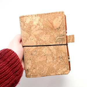 A6 Travelers Notebook Cover | Cork Fabric With Olive Branch Interior ...