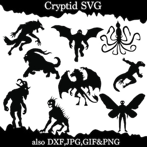 Cryptid Bundle SVG Ozark Howler, Bat Squatch, Goatman, Mothman ...