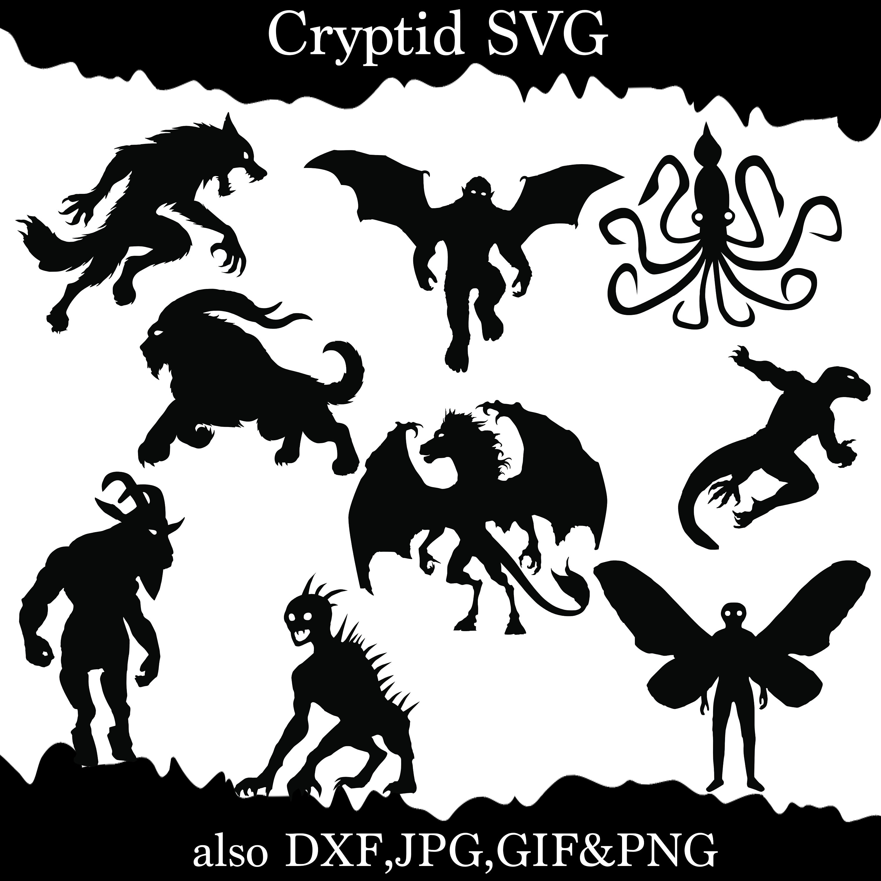 Cryptid Bundle SVG Ozark Howler, Bat Squatch, Goatman, Mothman ...