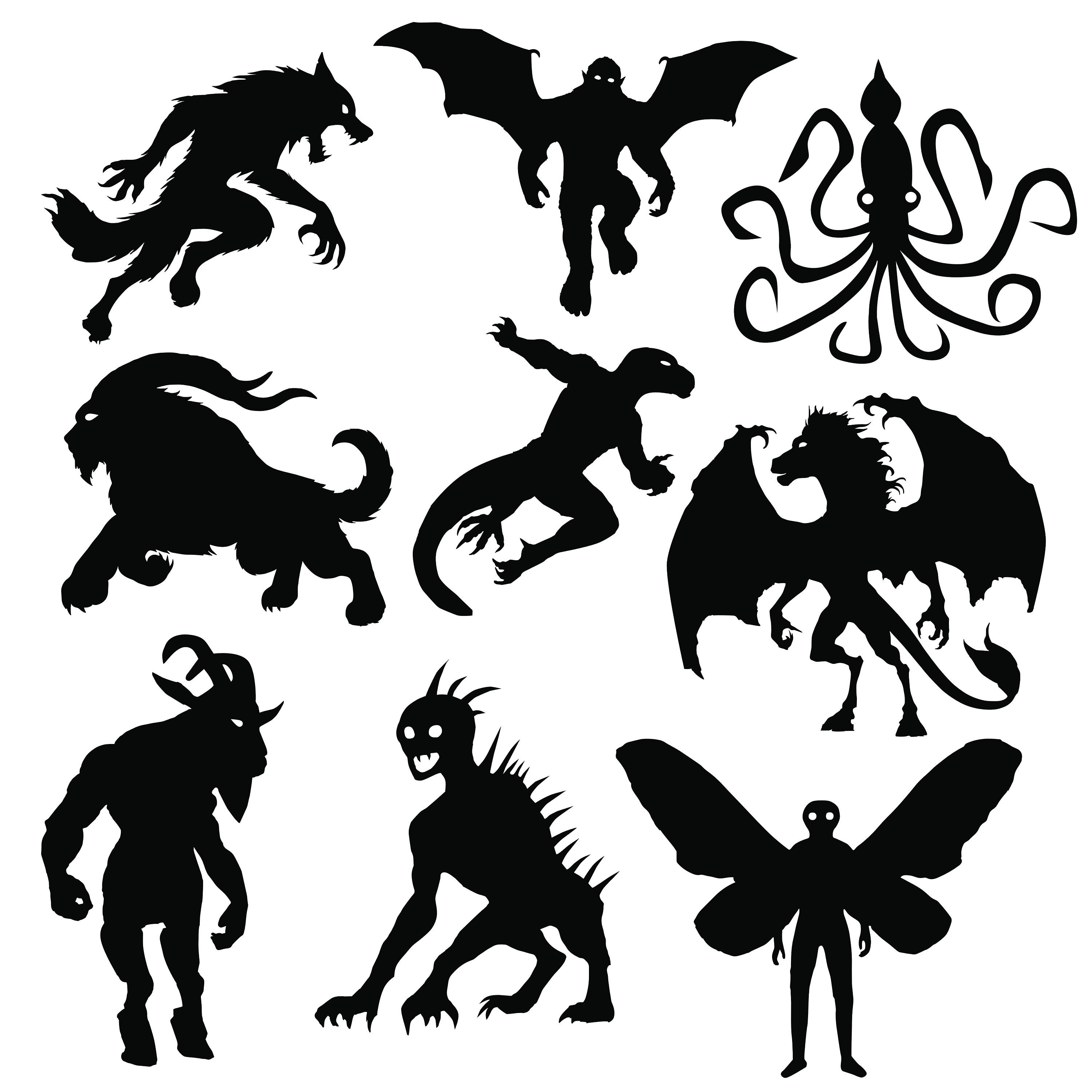 Cryptid Bundle SVG Ozark Howler, Bat Squatch, Goatman, Mothman ...