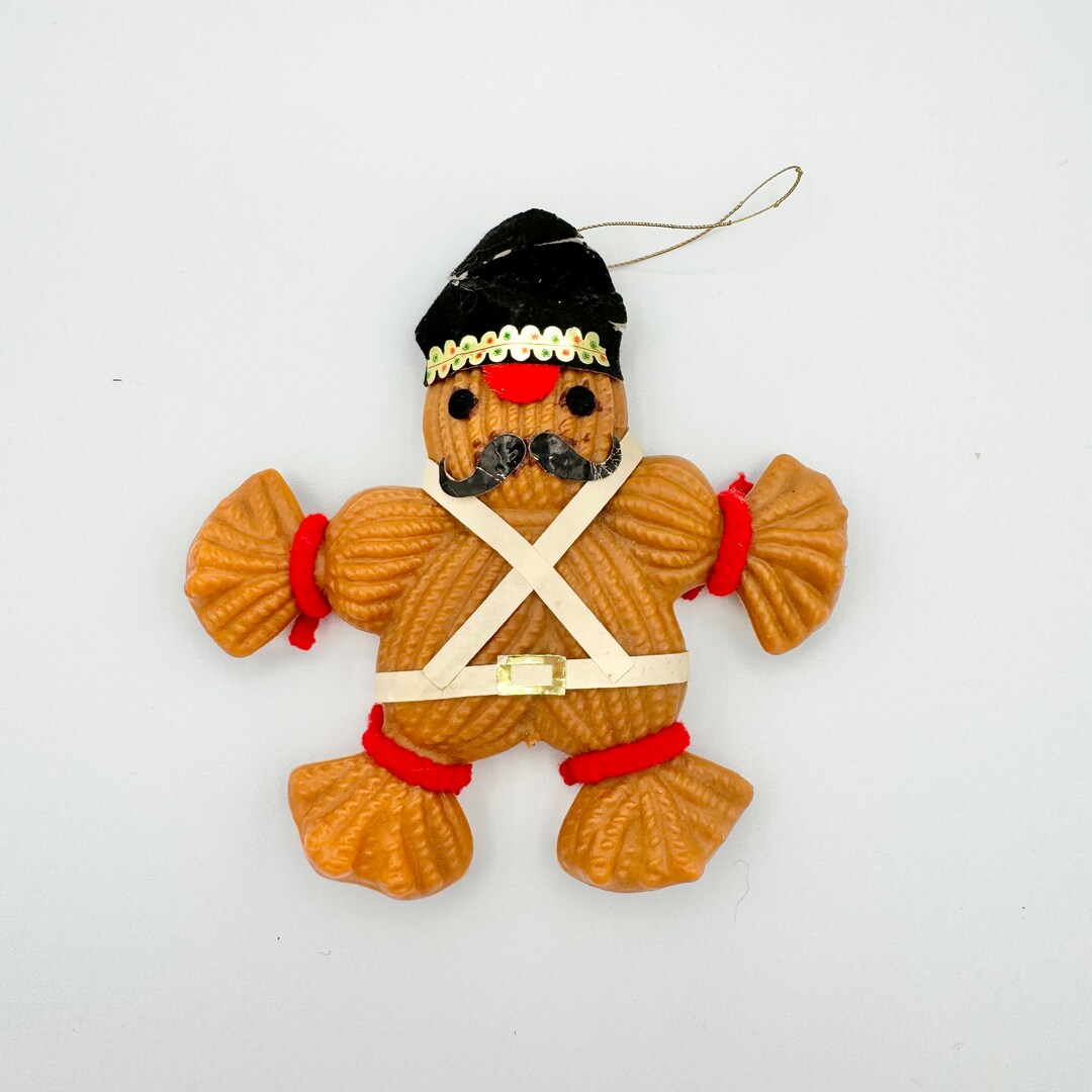 Vintage Handlebar Mustache Gingerbread Toy Soldier Christmas Ornament ...