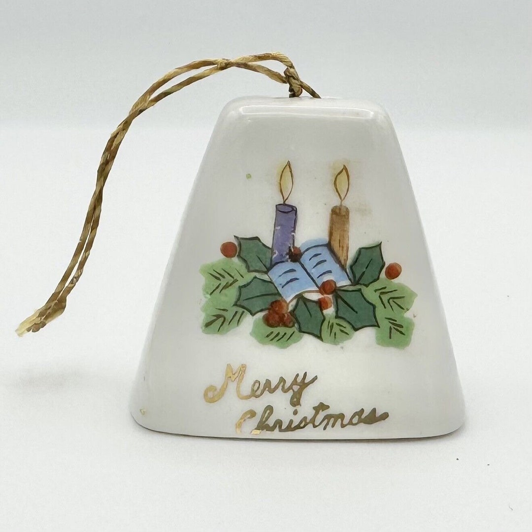 Vintage Christmas Porcelain Mini Hand Painted Japan Bell Ornament MCM ...
