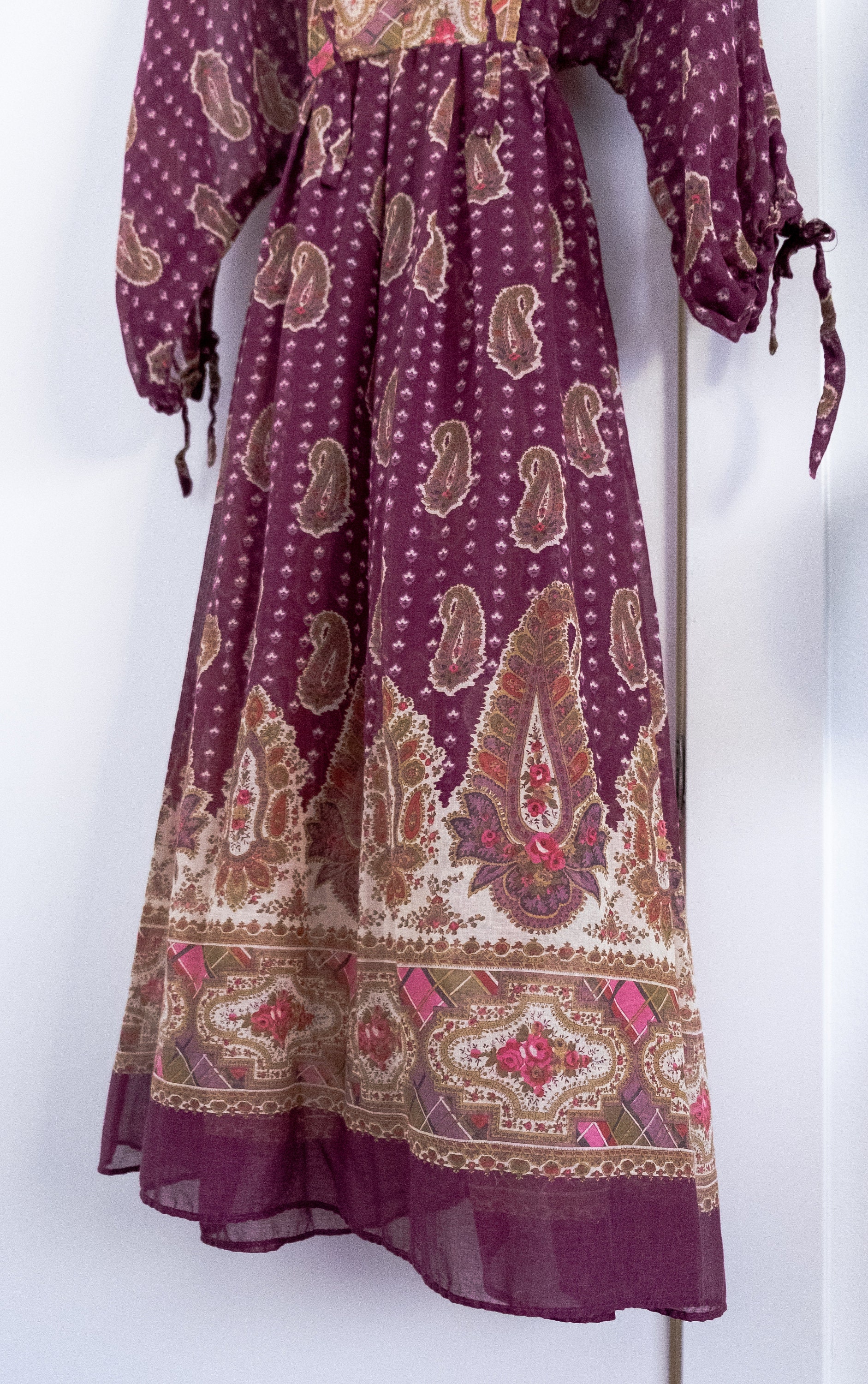 1970s Gauze Indian Dress Boho Hippie Smock Gypsy Midi Floral - Etsy