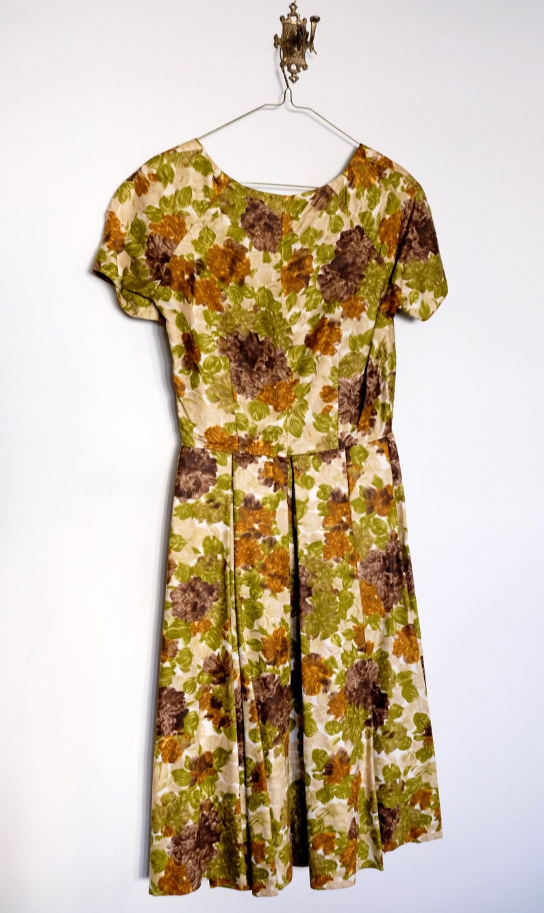 1950's Floral Pleated A-line Dress Classic Chic, Lined, Handmade - Etsy