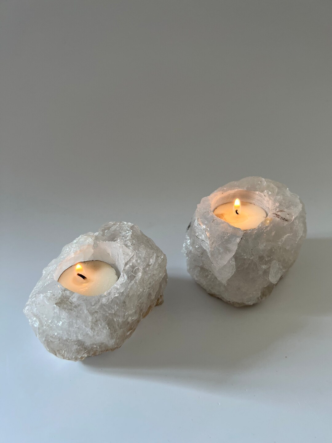 Two Quartz Tea Light Candle Holders Made in Brazil - Etsy