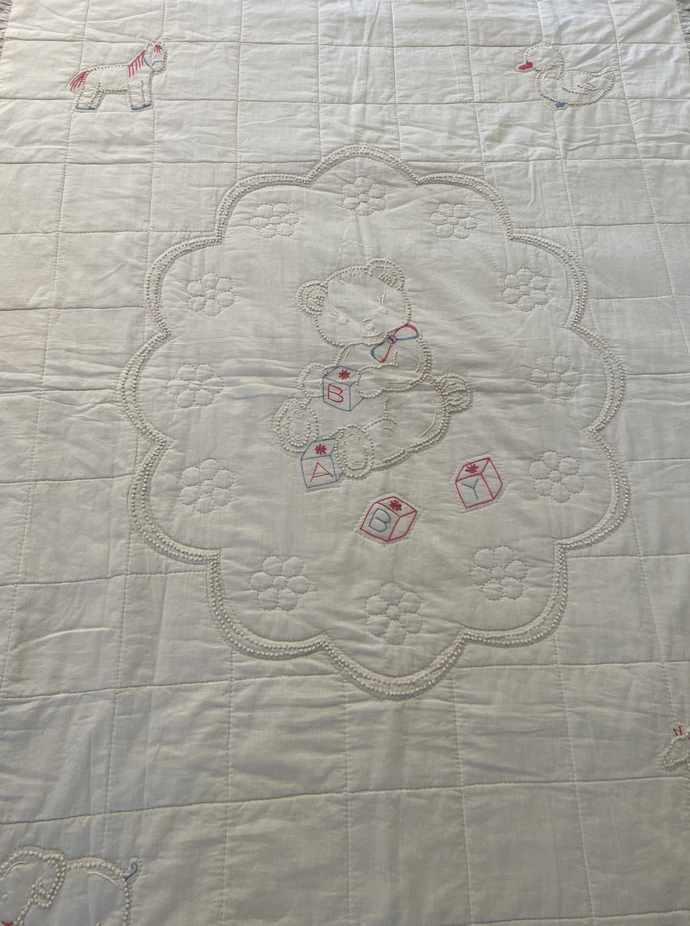 Vintage Handmade Embroider Quilted Cream Colored Baby Blanket - Etsy