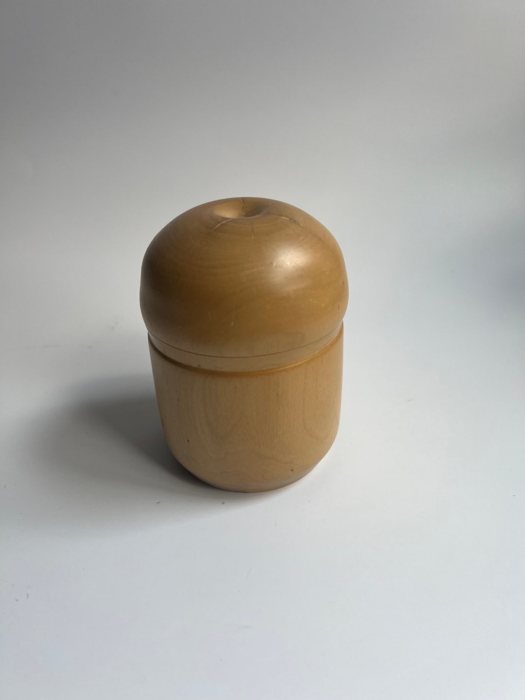 Hand Turned Smooth Wood Lidded Capsule Keepsake Box, Stash Jar, Trinket ...