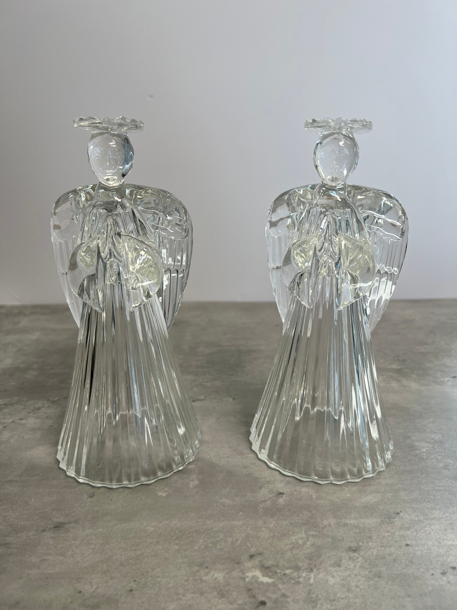 Vintage Pair of St. George Crystal Praying Angels Heavy Candlestick ...