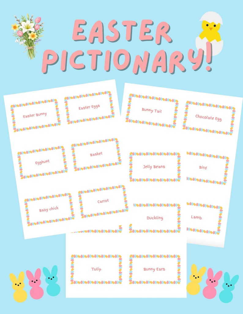 Easter Pictionary Game, Kids Classroom Party Activity (instant Download ...