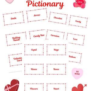 Valentine’s Day Pictionary & Charades Printable | Kids Classroom Party ...