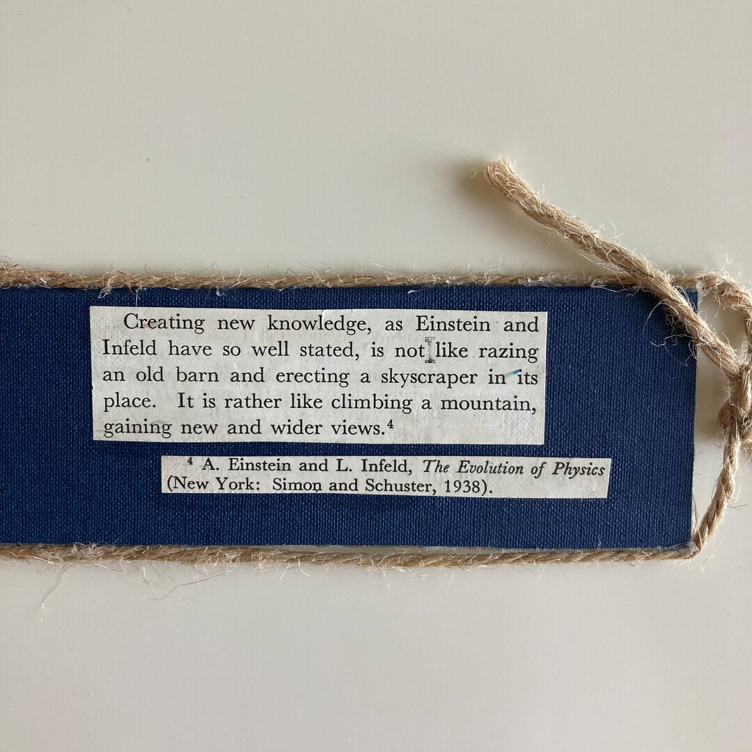Blue Book Cover Bookmark With Einstein Quote - Etsy