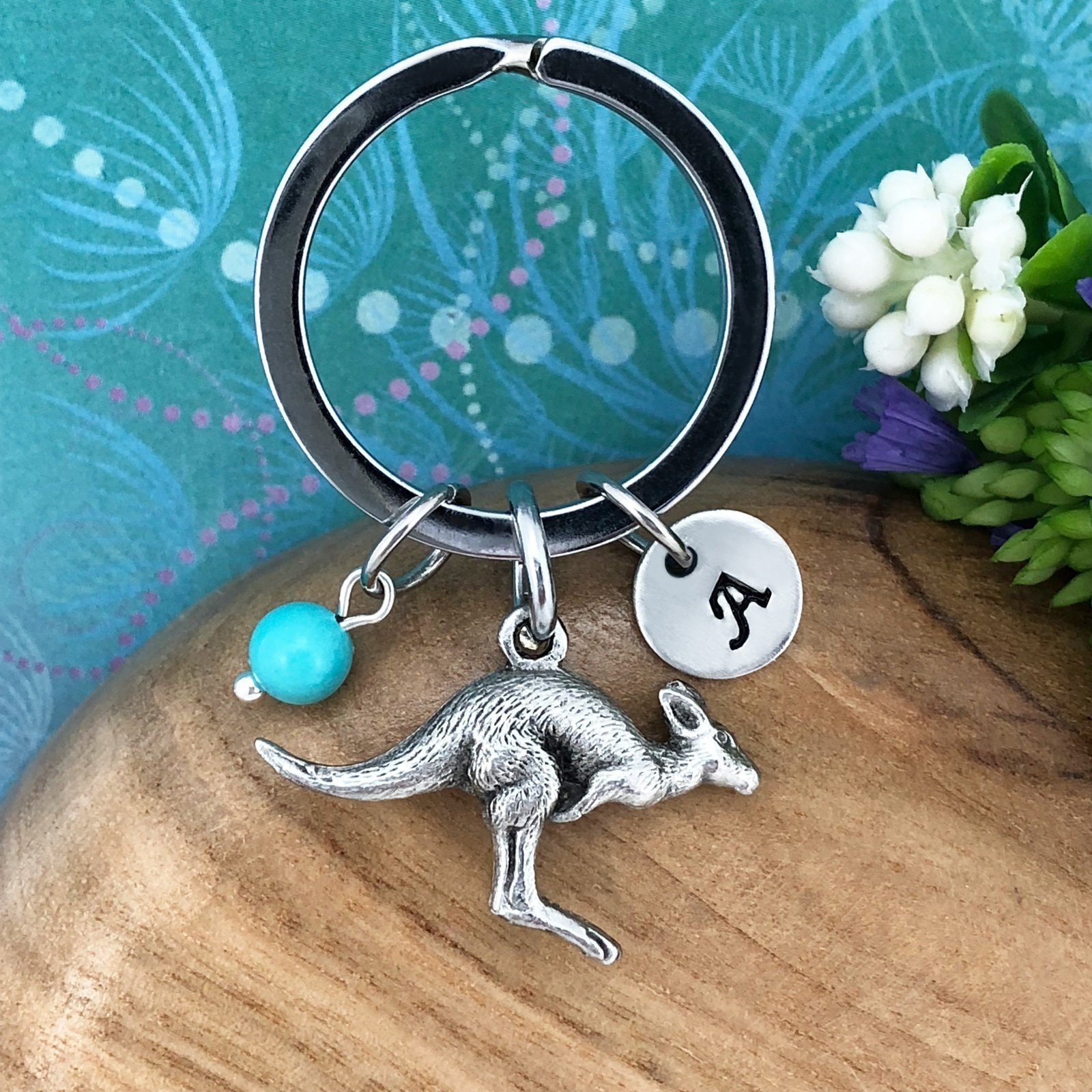 Kangaroo Keychain Personalised Initial Charm Optional - Etsy Australia