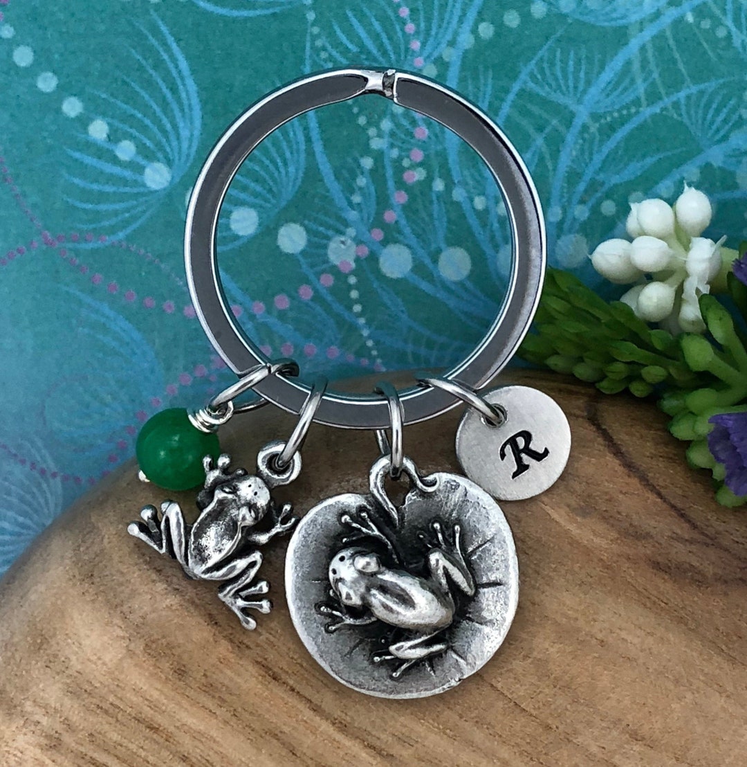 Frog Keychain, Mother & Baby Frog, Personalised Initial Charm, Optional ...