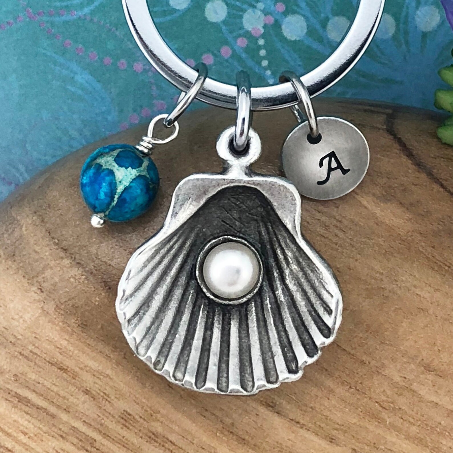 Shell Keychain Shell Jewelry Personalised Initial Charm - Etsy