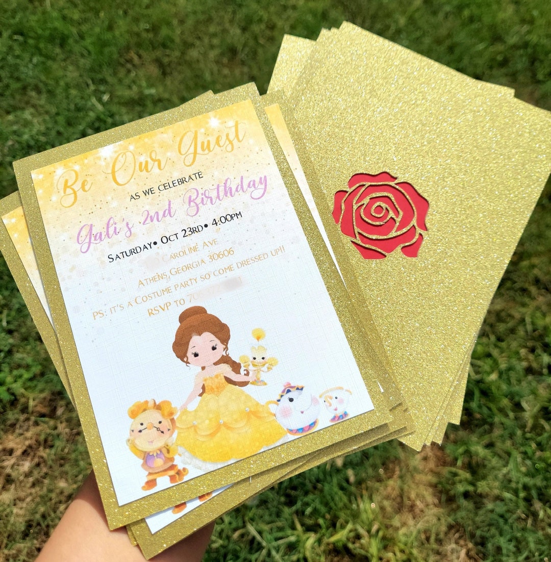 Belle Invitation, 12 Pc Beauty and the Beast Princess Invitation, Belle ...